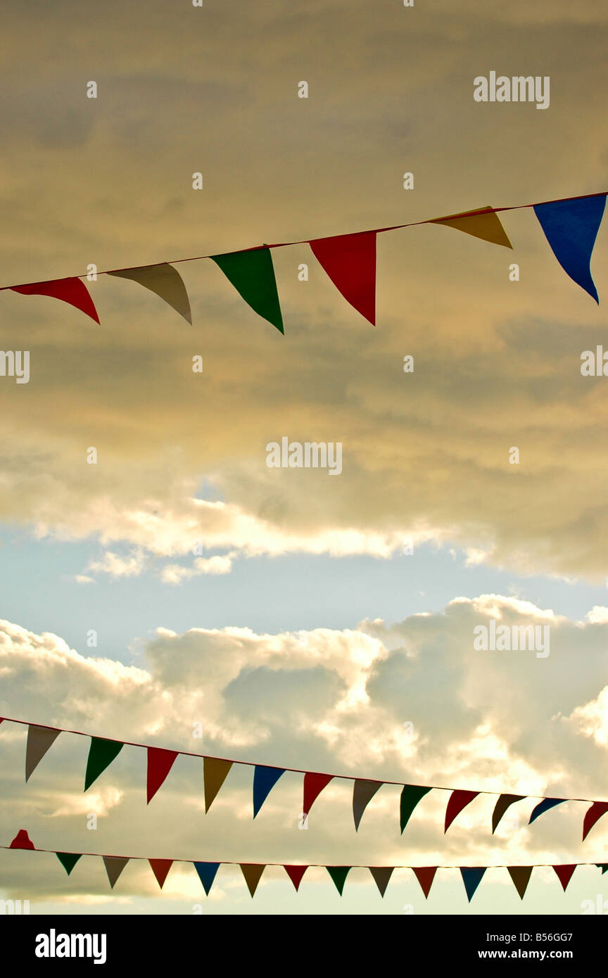 Rows of bright flags underneath a golden sky Stock Photo - Alamy