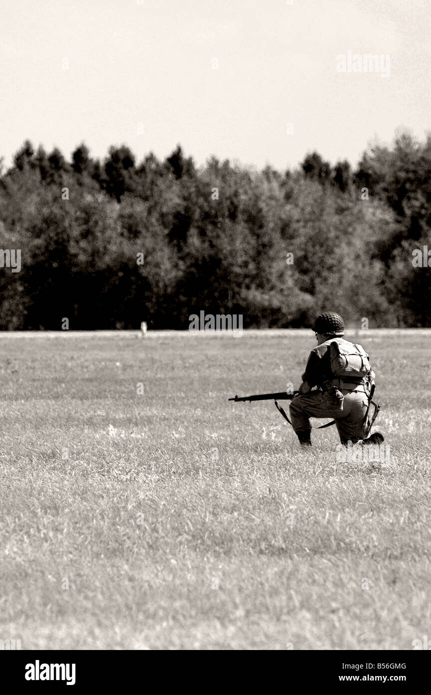 Canadian soldiers partaking in a mock WWII battle sequence against Nazi ...