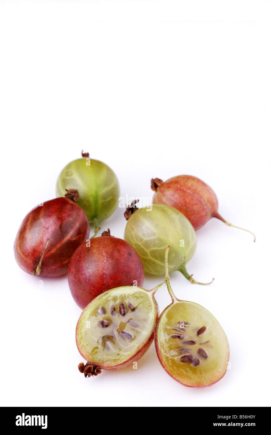 Gooseberries on white background Stock Photo - Alamy
