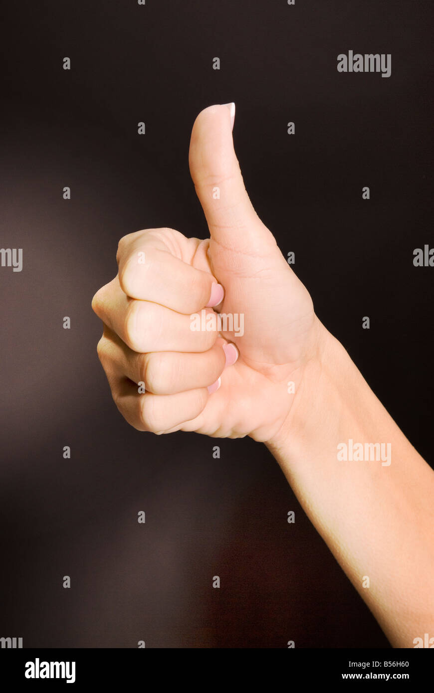 Closeup Of Caucasian Female Hand Giving Thumbs Up Signal USA Stock ...