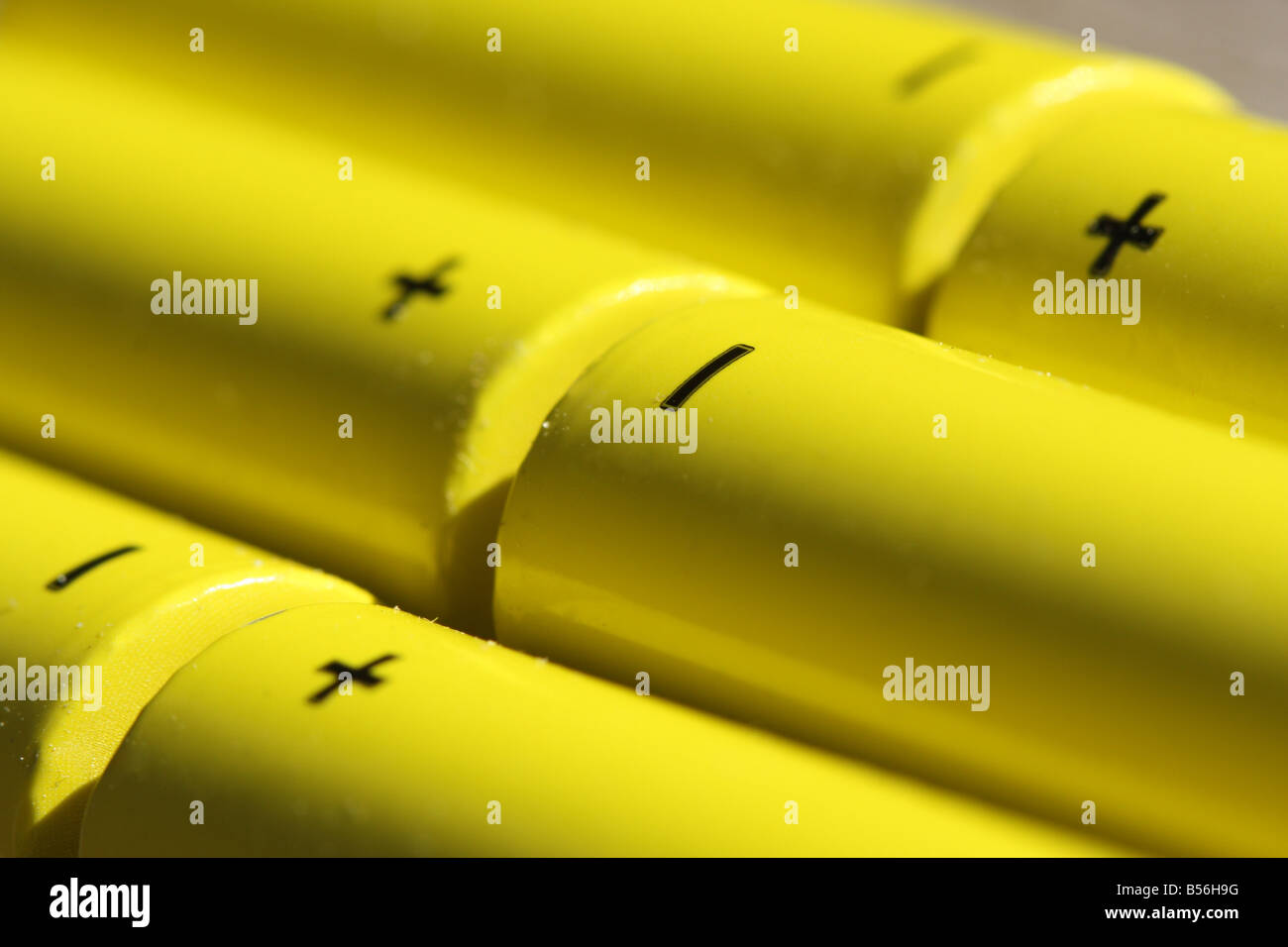 Green and yellow batteries, illustrates the concept of green ...