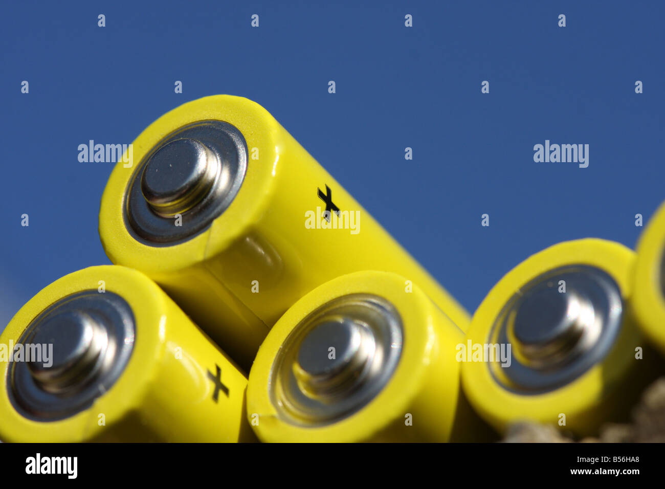 Green and yellow batteries, illustrates the concept of green ...