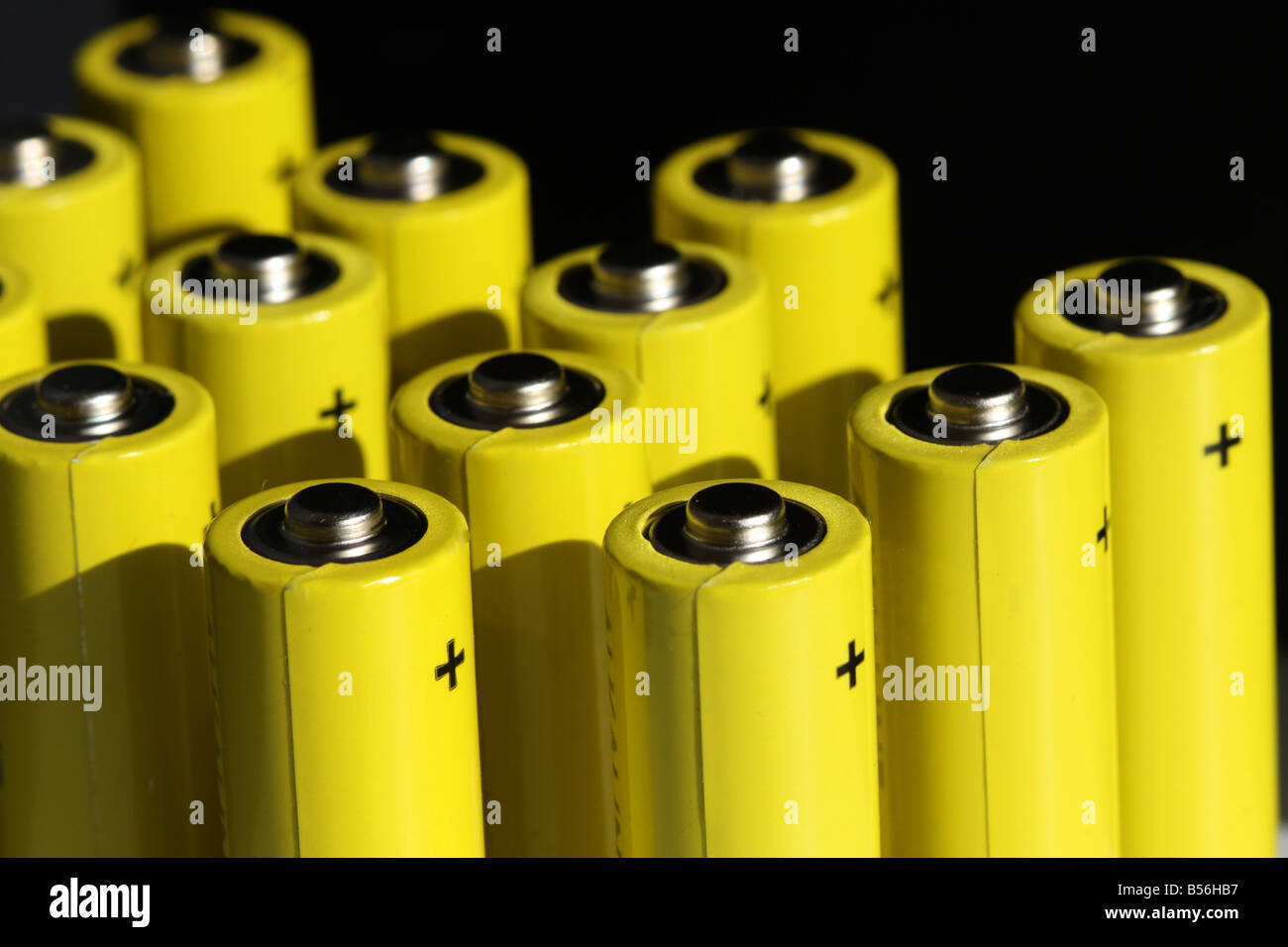 Green and yellow batteries, illustrates the concept of green ...