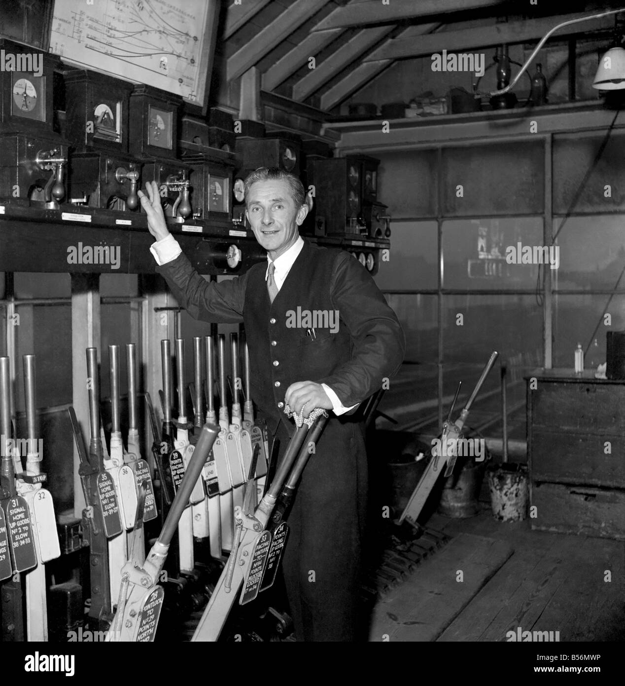 Transport: Railways: Signal man Robert Shepherd seen here in his signal ...