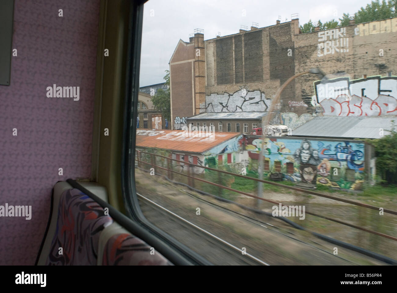 train window view of Berlin suburbs Germany Stock Photo - Alamy