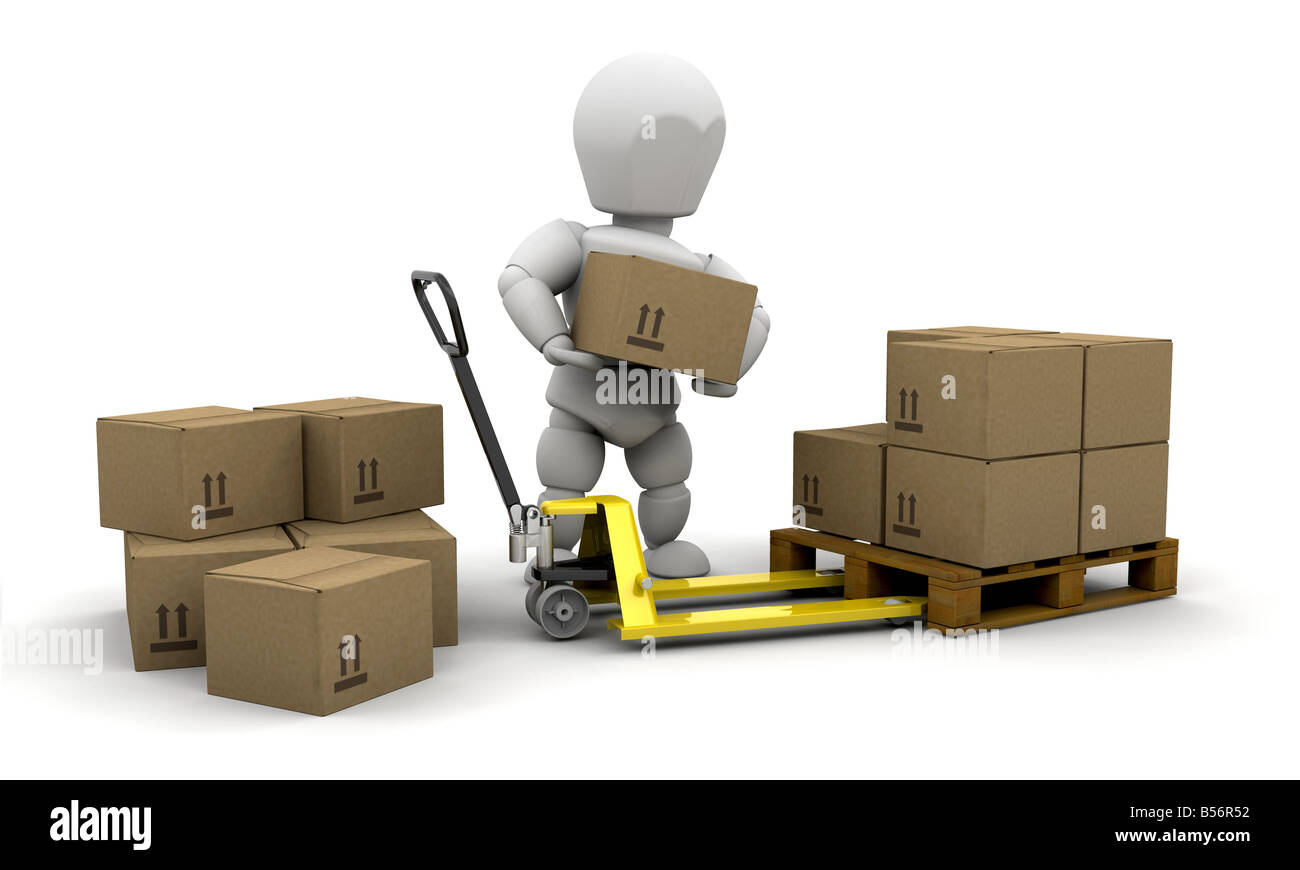 3D render of someone stacking boxes Stock Photo - Alamy
