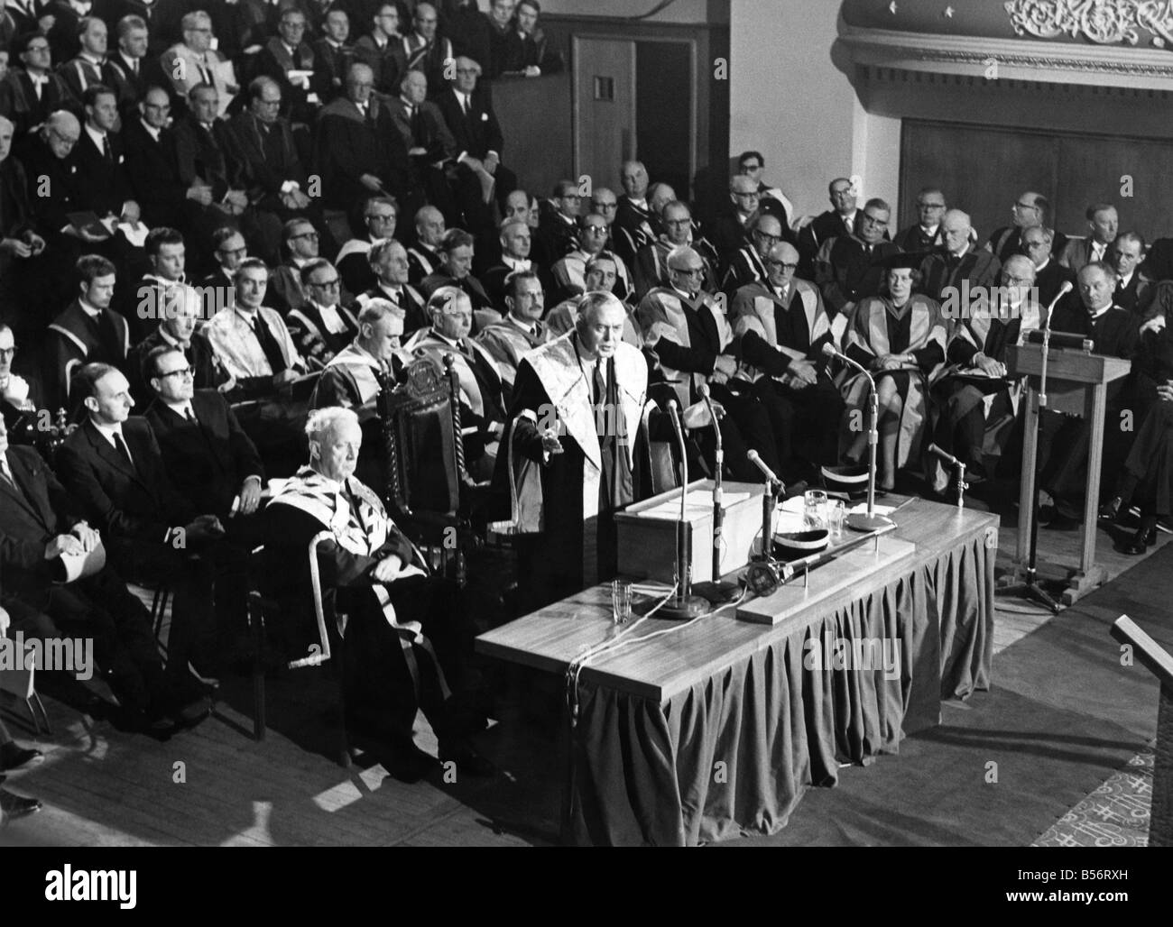 Prime Minister Harold Wilson pictured during his speech after being ...