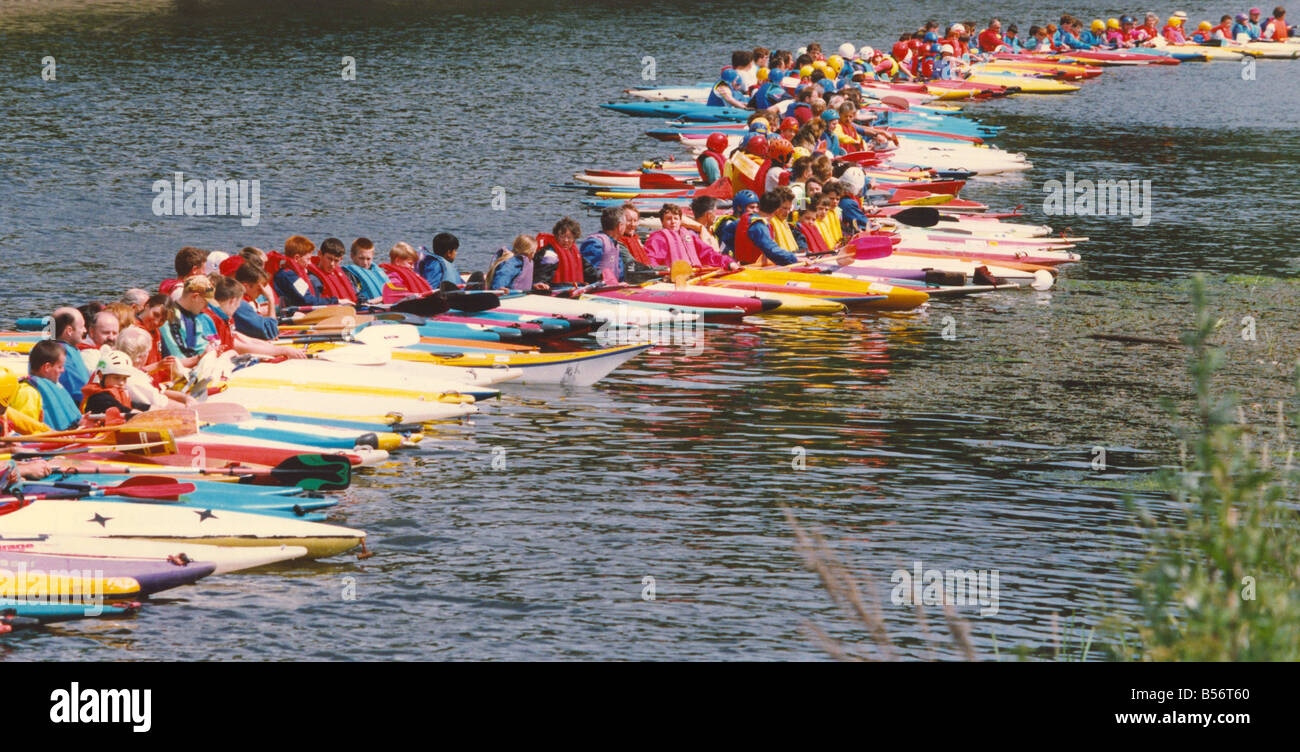 Canoeist line up during lessons Stock Photo - Alamy