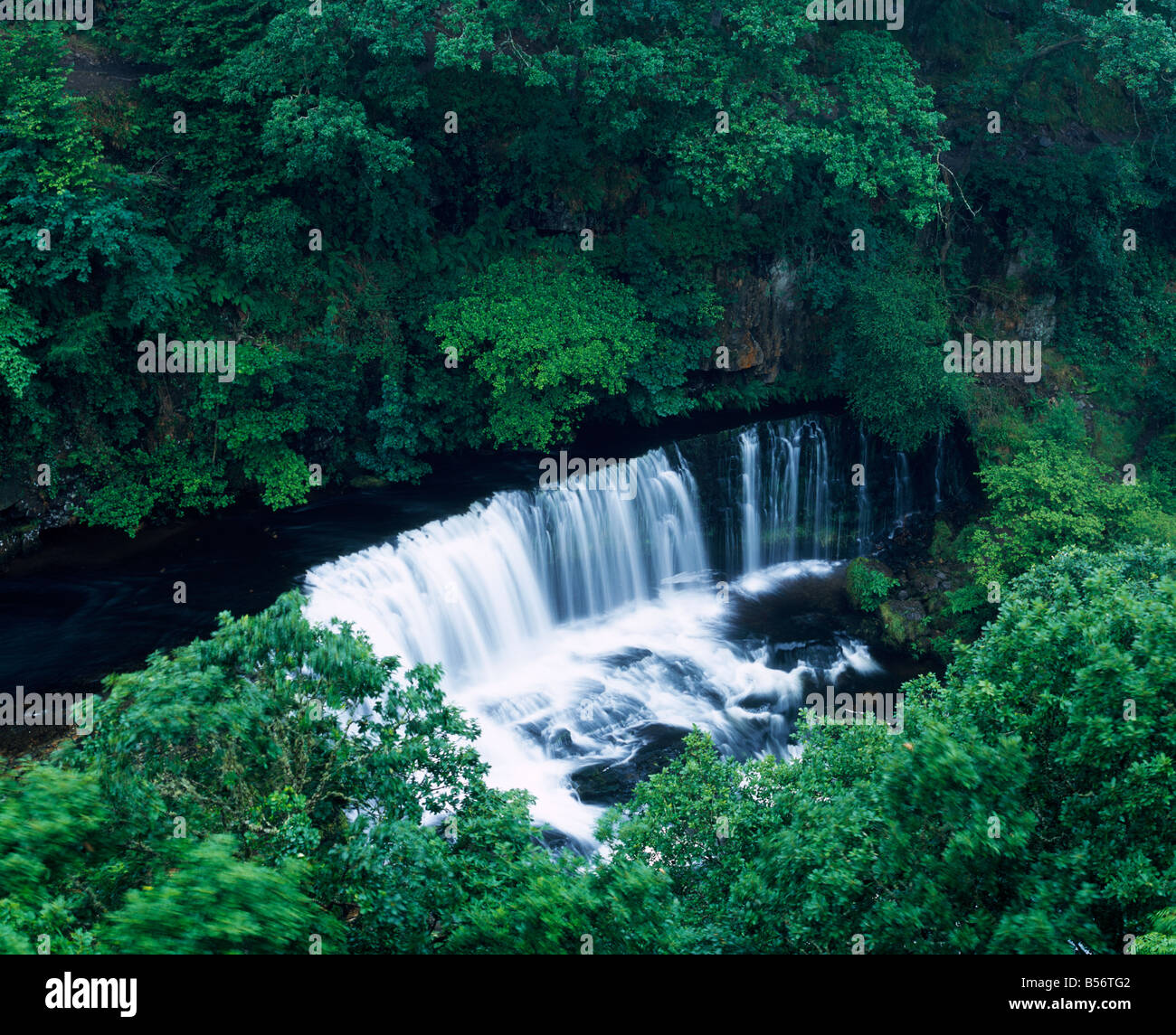 Sgwd Isaf Clun-gwyn waterfall on the River Mellte near Pontneddfechan ...