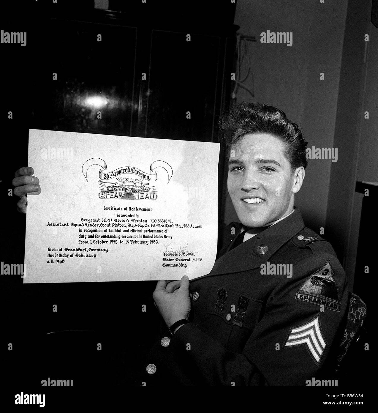 Elvis Presley at press conference in Germany March 1960 Stock Photo - Alamy
