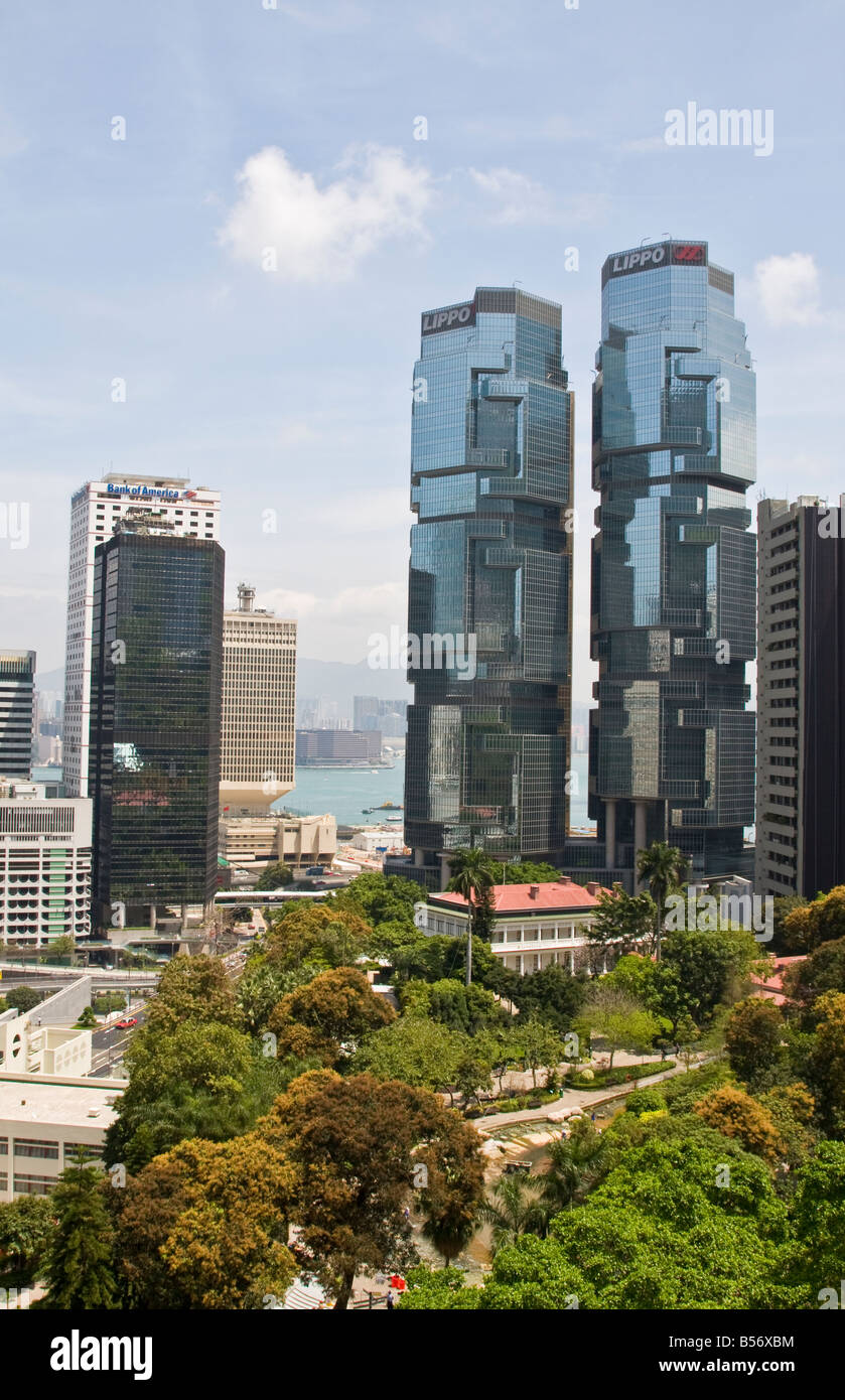The Lippo office building in Hong Kong China Viewed from Hong Kong park ...