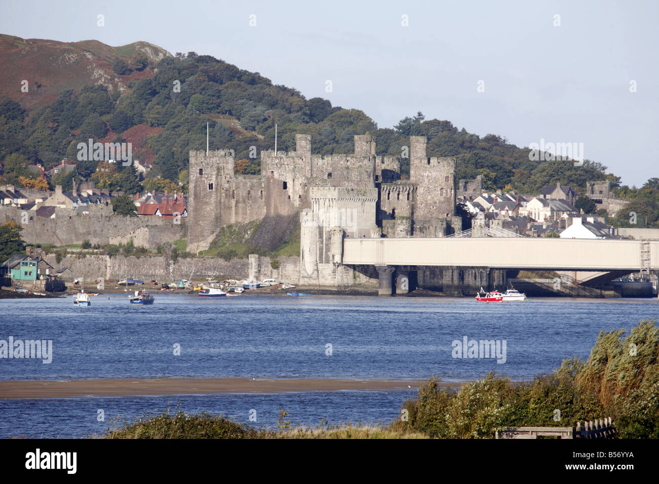 Conwy Castle Viewed Across The Conwy Estuary Stock Photo - Alamy