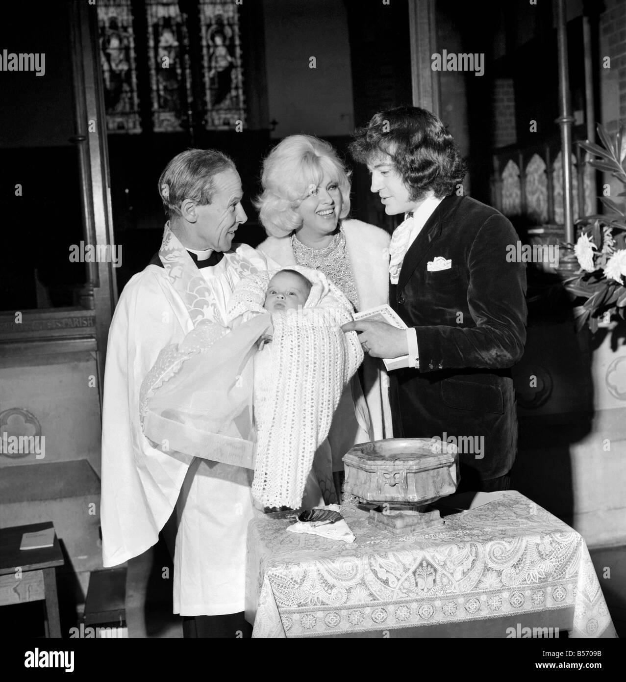 Diana Dors and her husband Alan Lake at the Christening of their Son ...