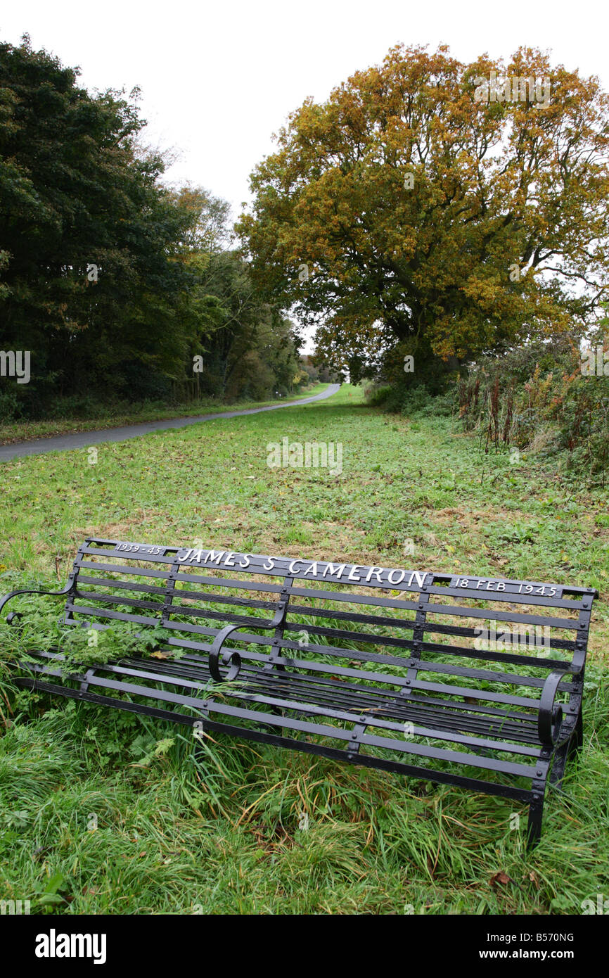 Wrought iron memorial seat dedicated to James S cameron near the ...