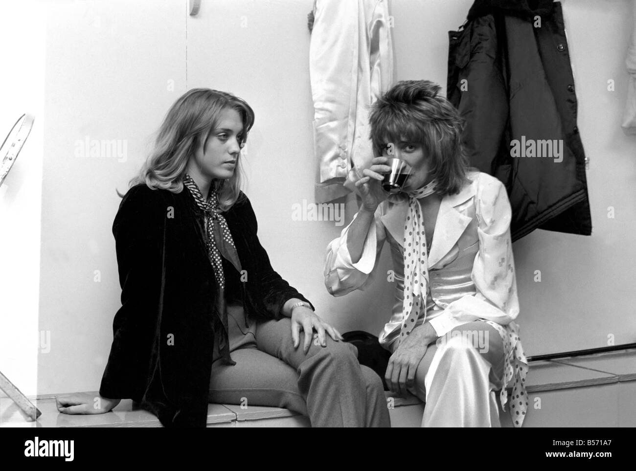 Rod Stewart and the Faces concert in USA. ;Rod having a drink in the ...