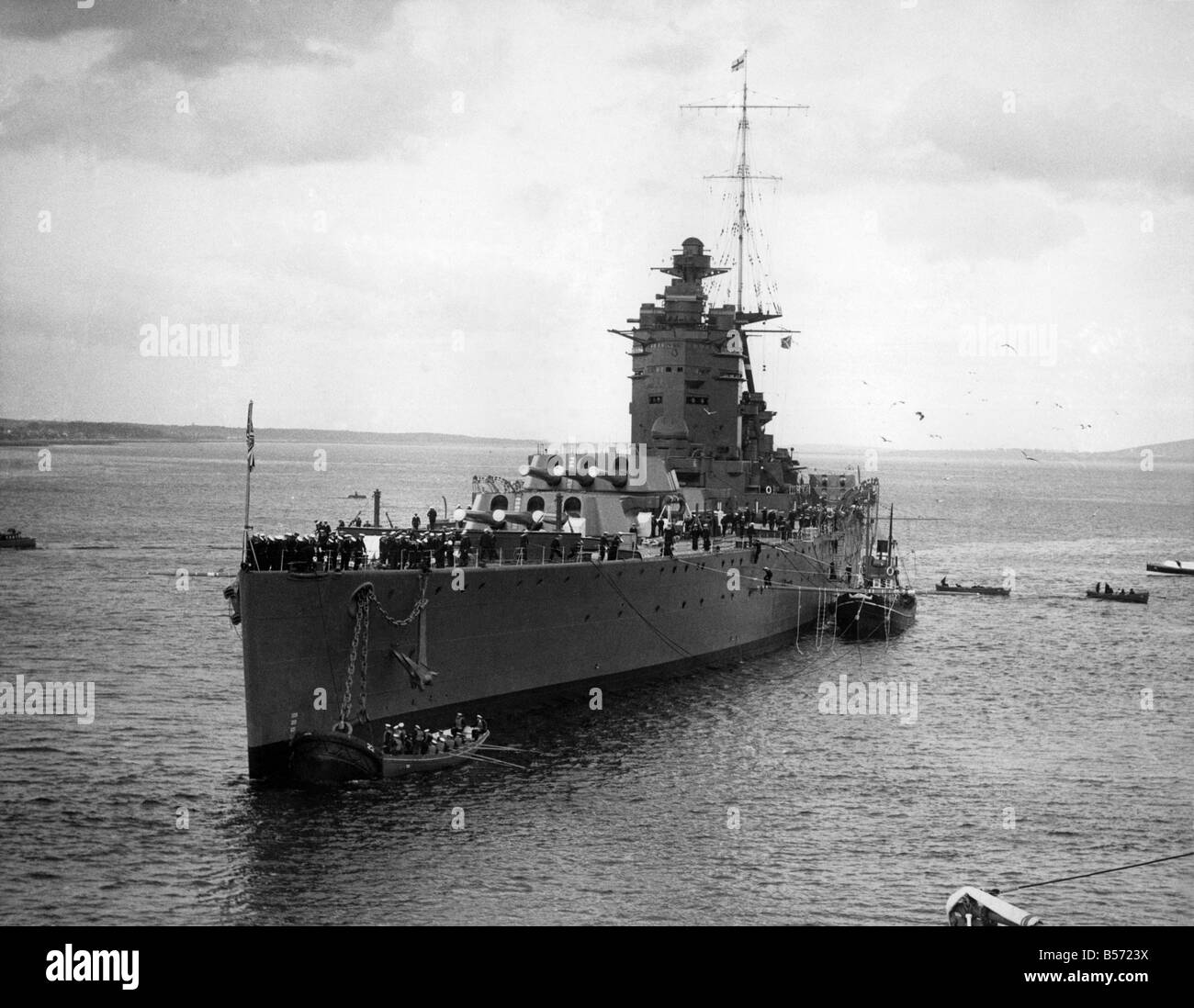 The Royal Navy battleship HMS Nelson. Circa 1935 P004281 Stock Photo ...