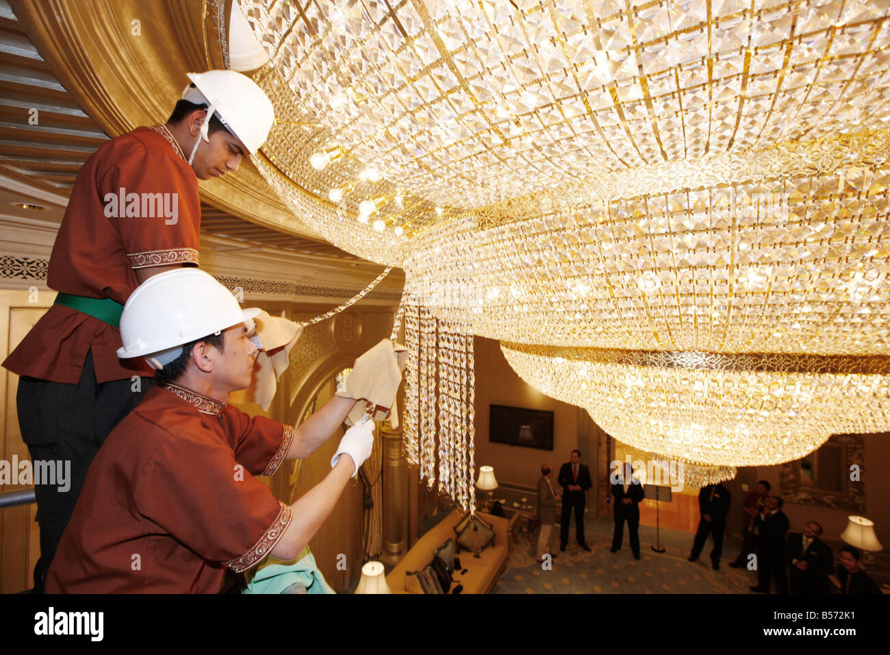 UAE Abu Dhabi Emirates Palace Hotel Kempinski group Staff cleaning one ...