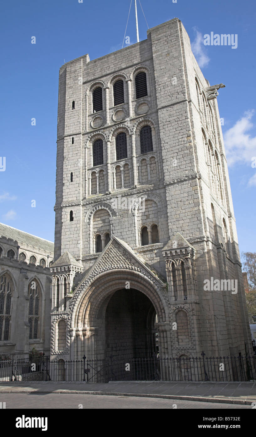 The Norman Tower of St James Bury St Edmunds Suffolk England Stock ...