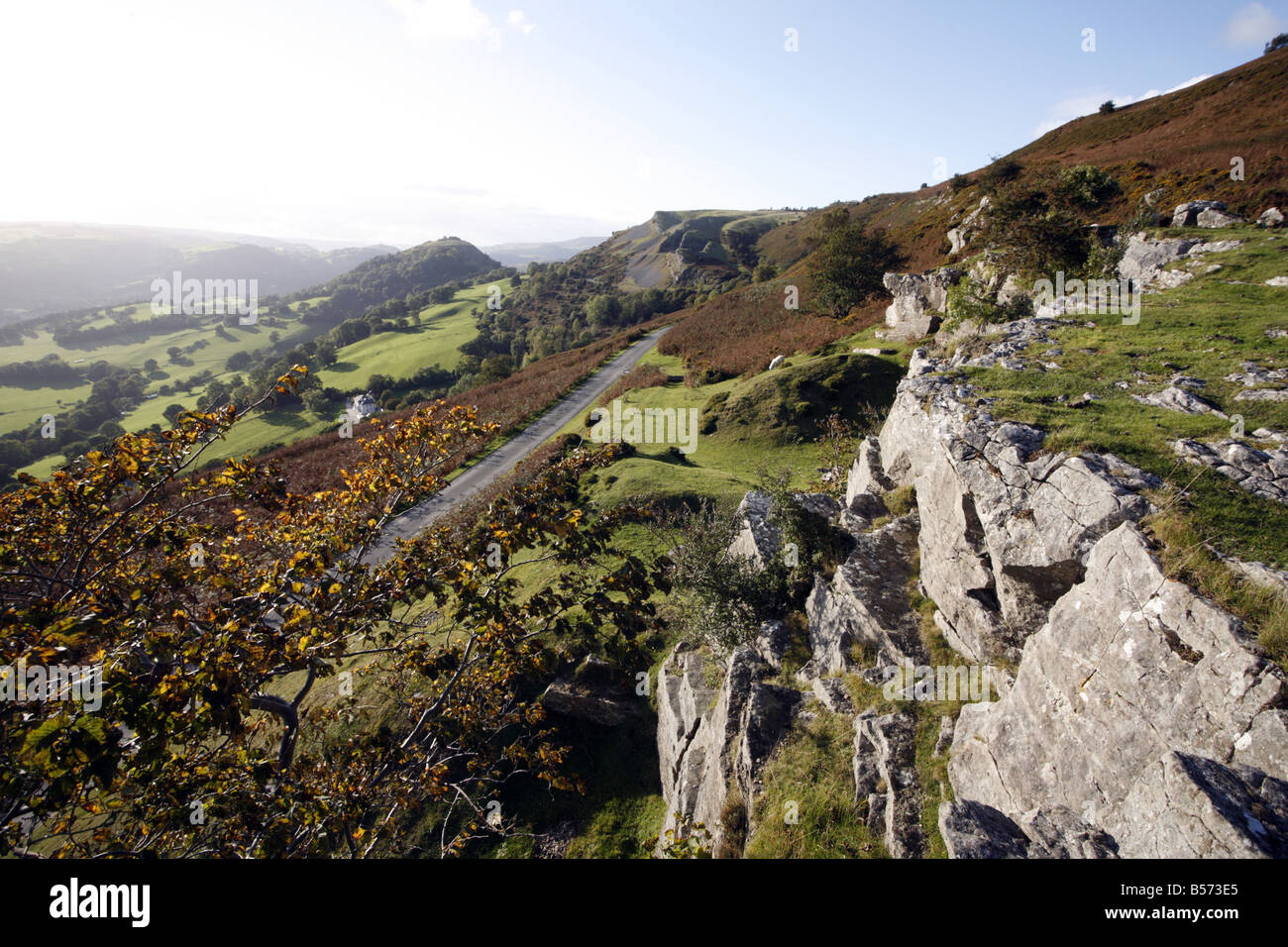 Trevor Rocks, Eglwyseg Escarpment, Vale of Llangollen, Wales Stock ...
