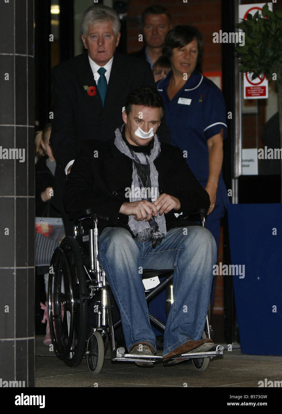 Russell Watson leaves the Alexandra Hospital Cheadle with his daughters ...