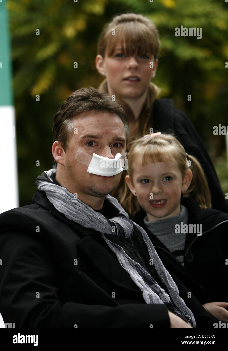 Russell Watson looking tearful leaves the Alexandra Hospital Cheadle ...