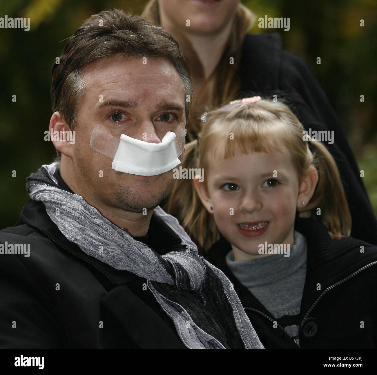 Russell Watson leaves the Alexandra Hospital Cheadle with his daughters ...