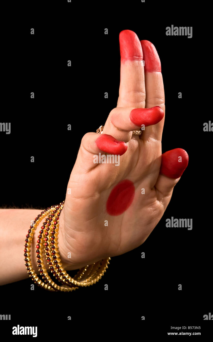 Woman hand showing Ardhapataka hasta meaning half flag of indian ...