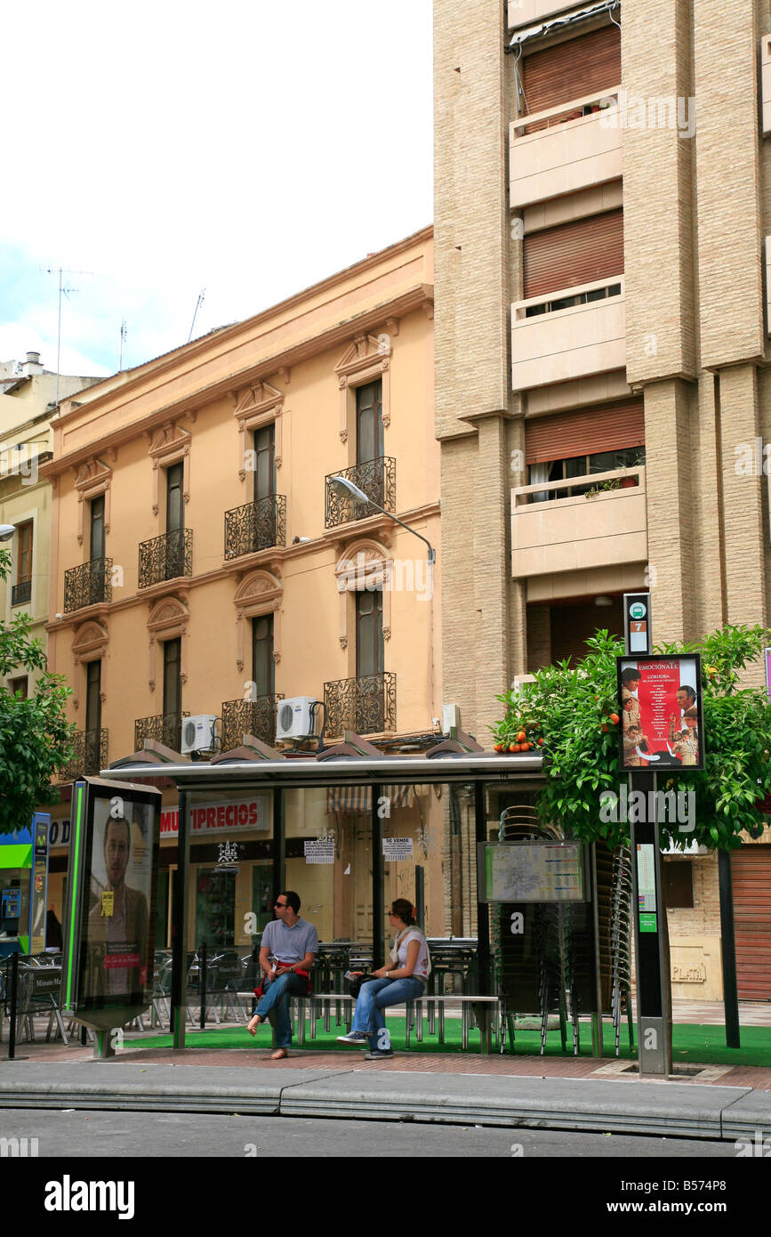 Bus stop in Córdoba, Spain Stock Photo - Alamy