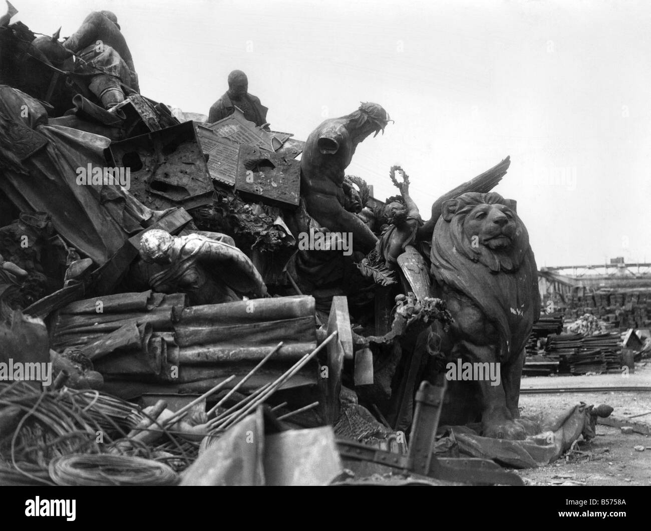 War salvage: Pictures taken in a German smelting yard at Hamburg which ...