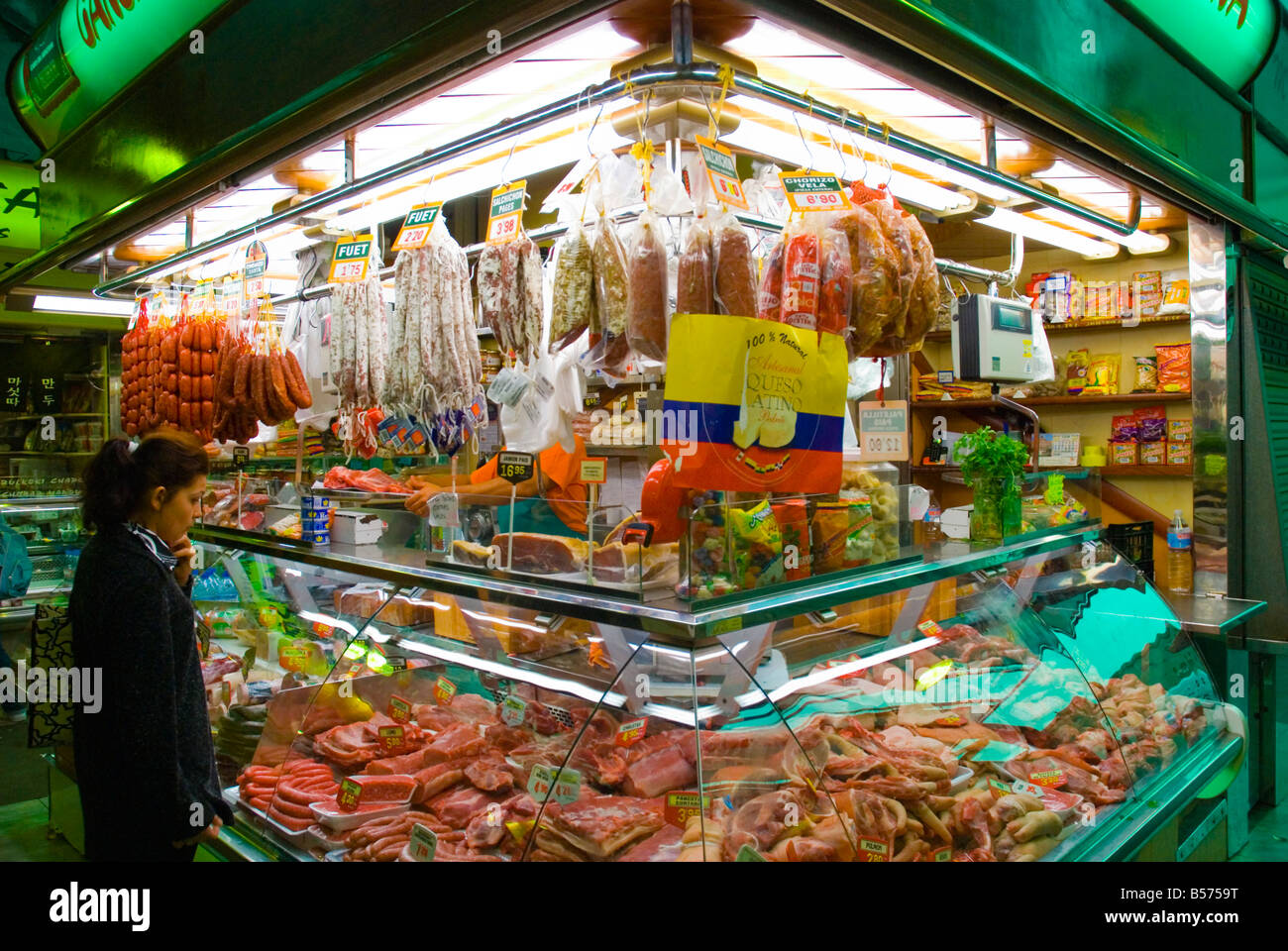 Barcelona meat stall hi-res stock photography and images - Alamy