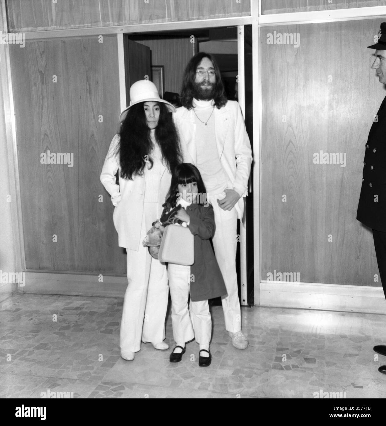 Beatle John Lennon and his wife Yoko Ono left Heathrow Airport London this afternoon (Sat) to ...