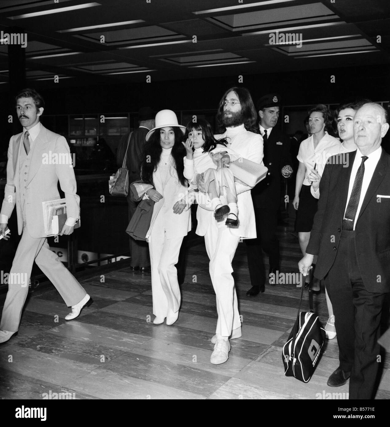 Beatle John Lennon and his wife Yoko Ono left Heathrow Airport London this afternoon (Sat) to ...