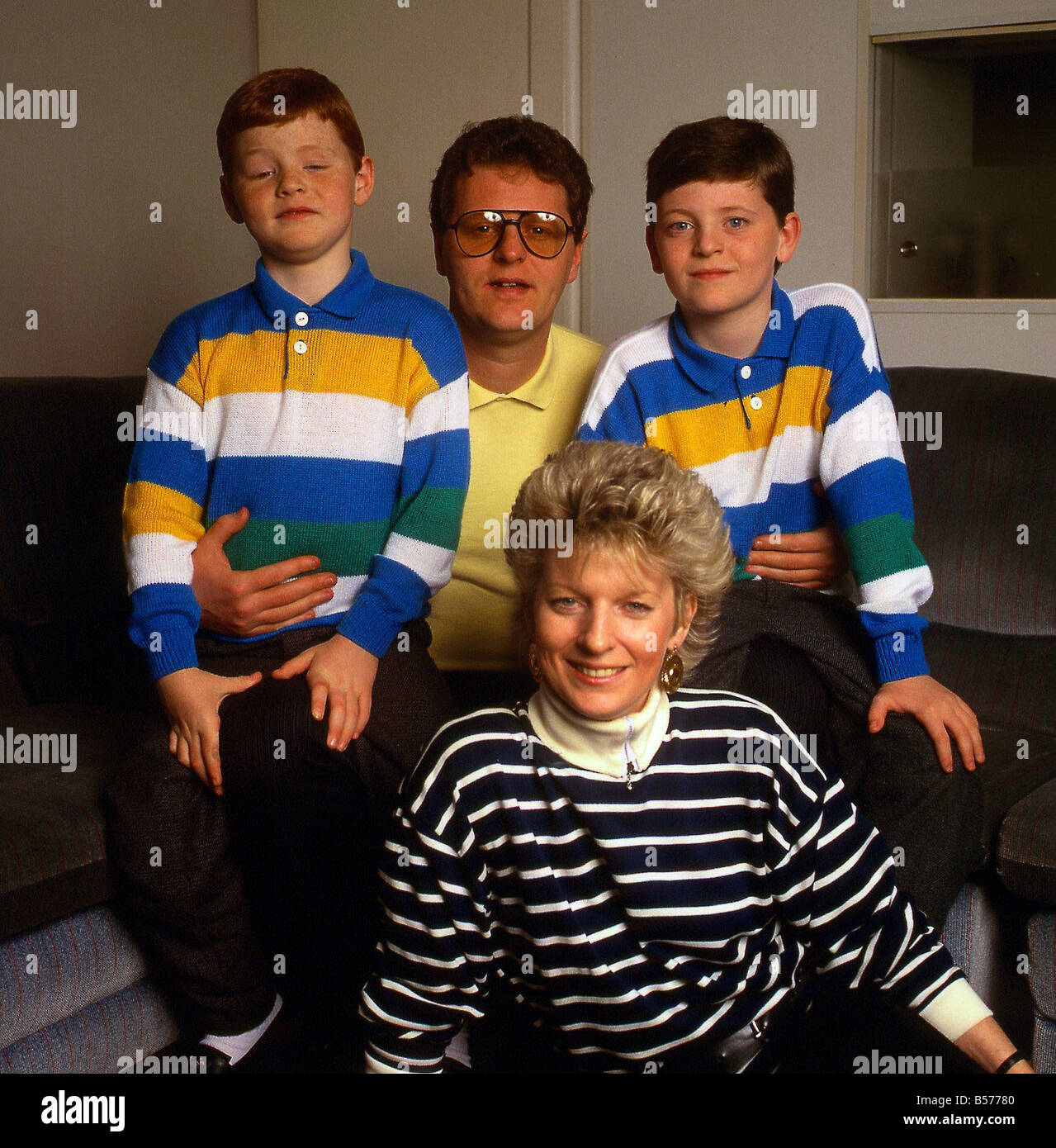 Andy Ritchie at home with his wife and sons March 1988 Stock Photo - Alamy