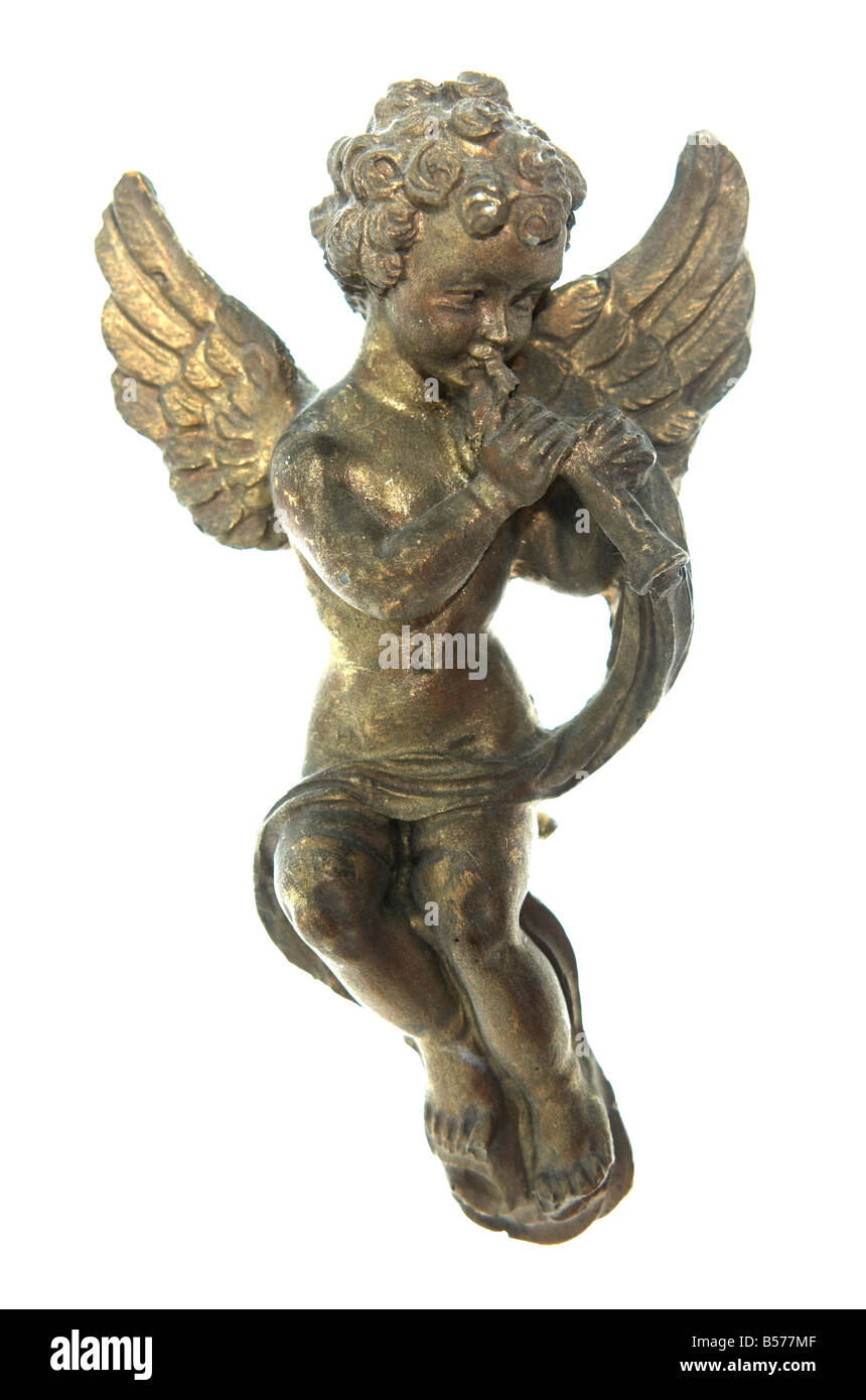 A plaster gold plated angel decoration Stock Photo - Alamy