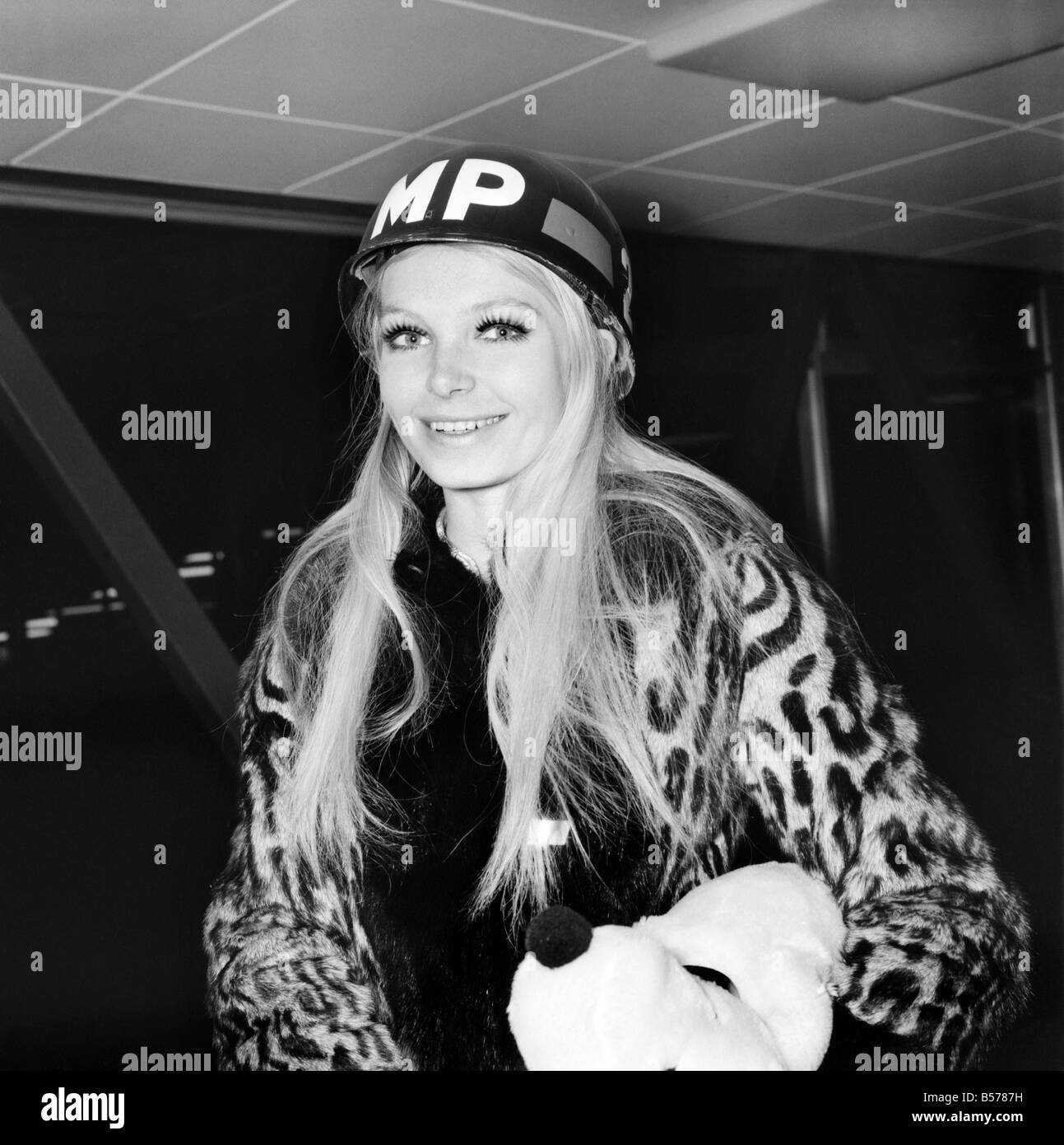 Miss World, Eva Rueber-Staier wearing the U.S. helmet pictured at ...