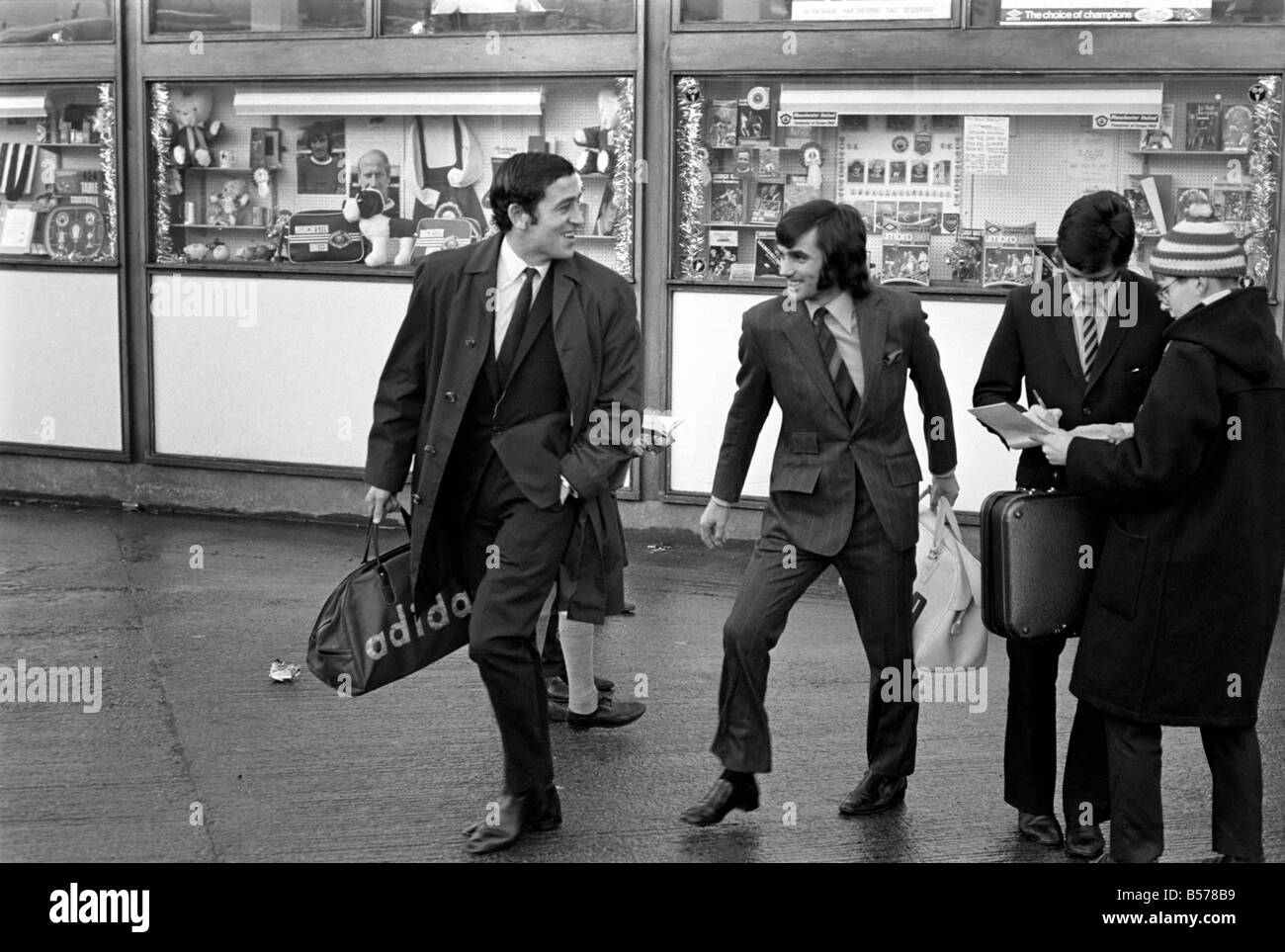 George Best right as he left Old Trafford ground to board the coach on ...