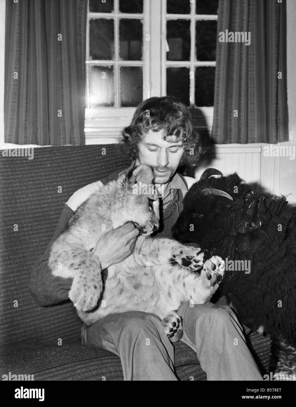 Lamb and Lion and Safari Warden Ken Lawrence December 1974 74 7586 001 ...