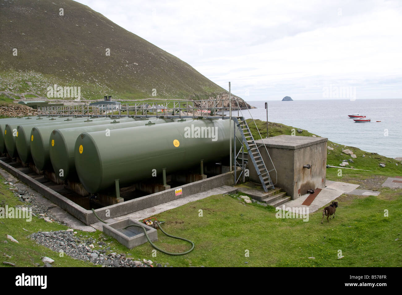 St Kilda Buildings old and new mod fuel tanks Stock Photo - Alamy