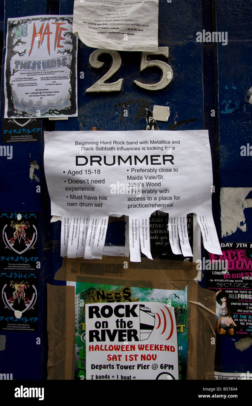 Drummer Required Band Advert Stock Photo - Alamy