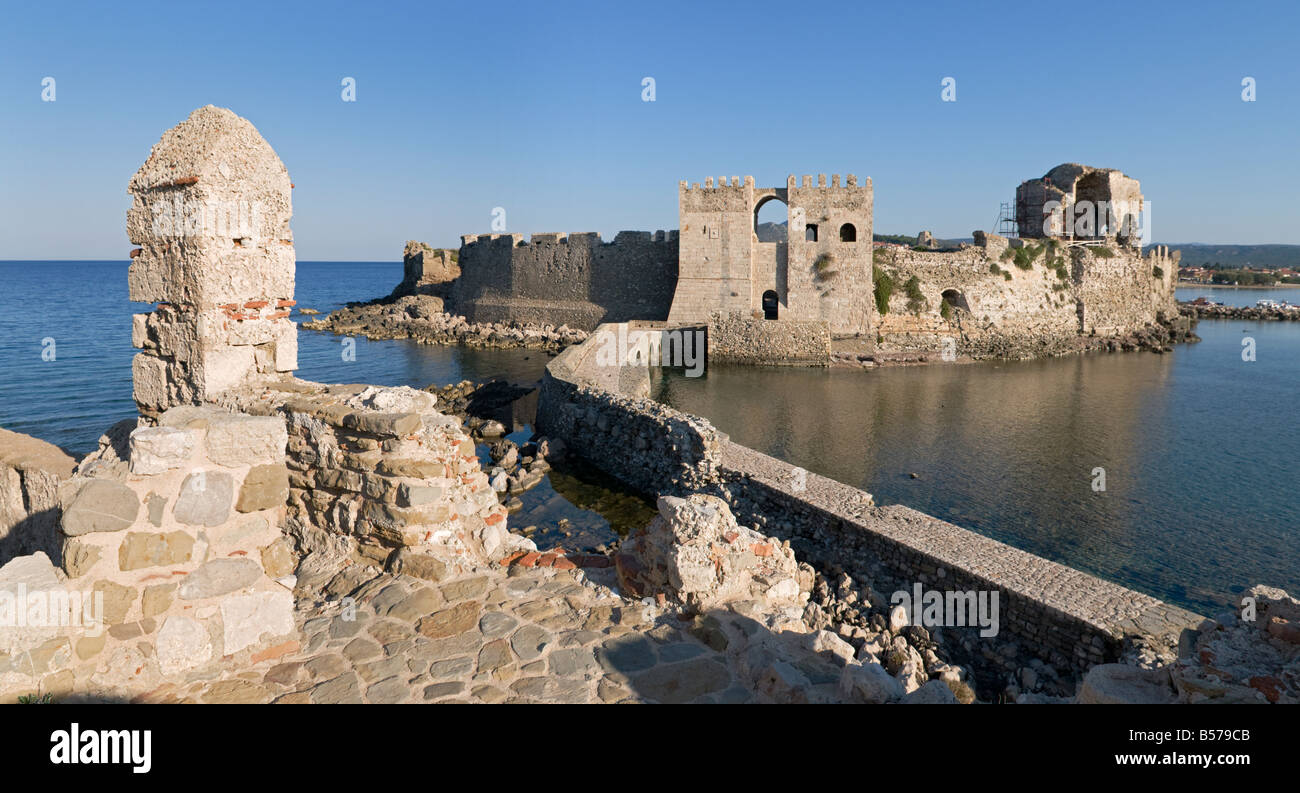 The Venetian sea walls and sea gate of Methoni fortress seen from the ...