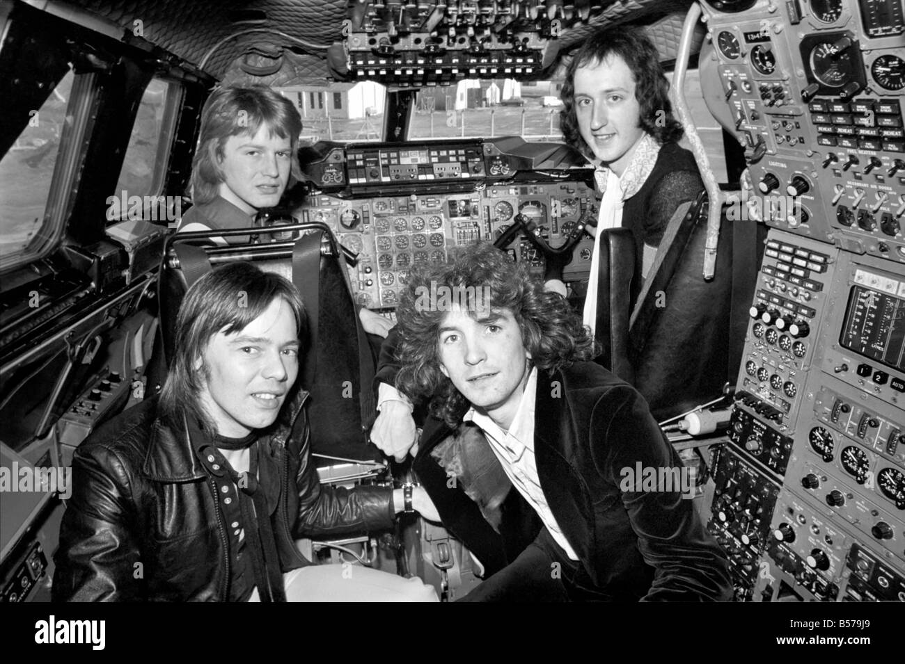 The pop group "Pilot" pictured here with Concorde. January 1975 75 ...