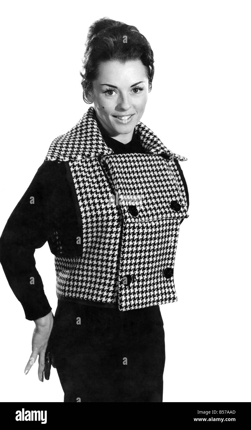 Barbara Pinney wearing a check sleeveless jacket.. December 1959 ...