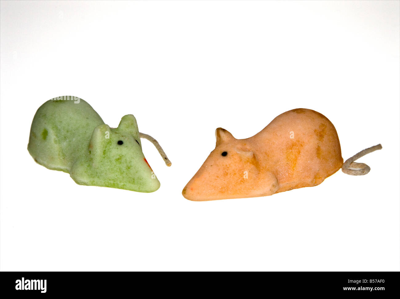 Sugar mice on white background Stock Photo - Alamy