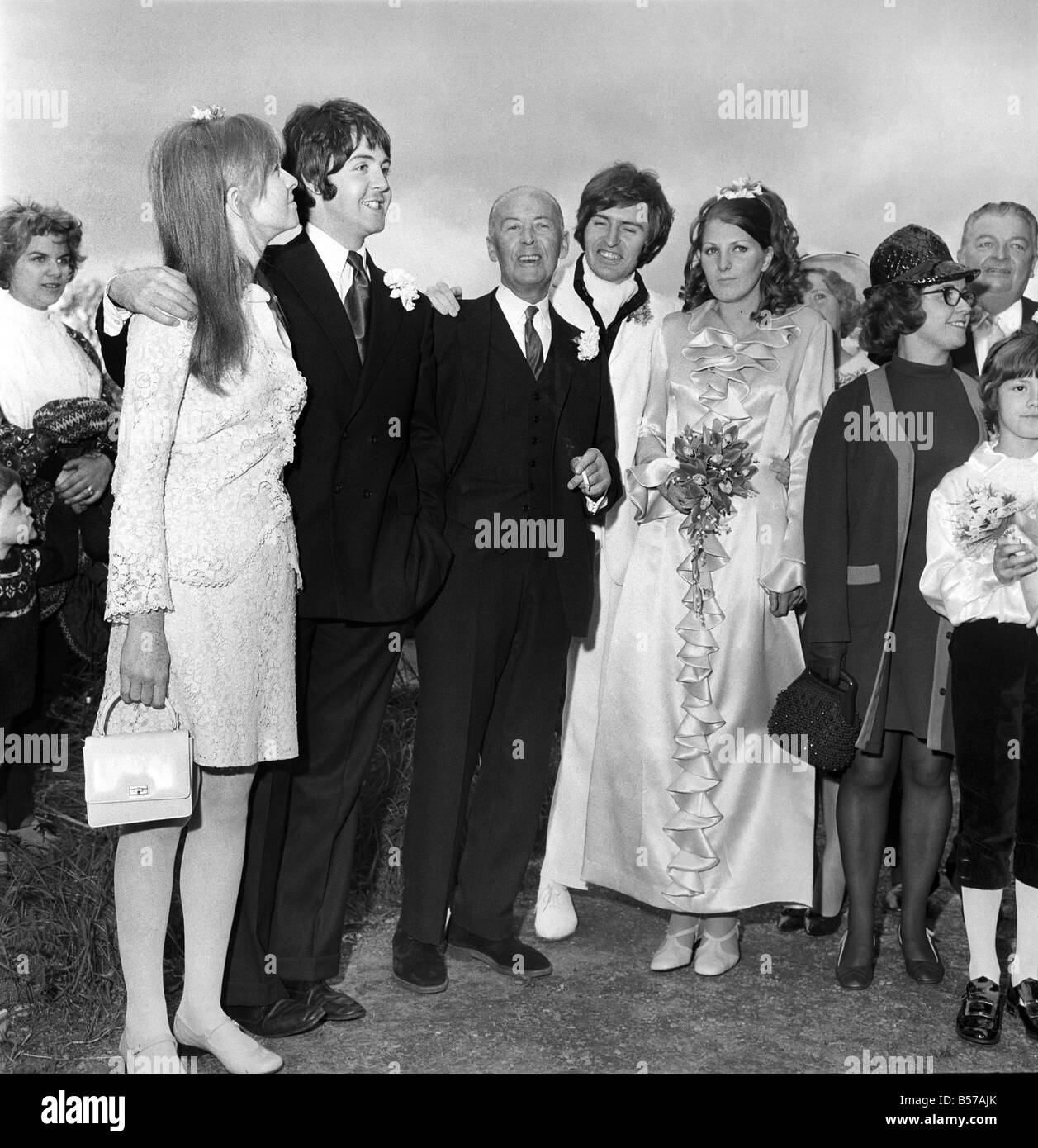 Mike McCartney's Wedding. ;Paul McCartney, Jim McCartney (father) groom ...