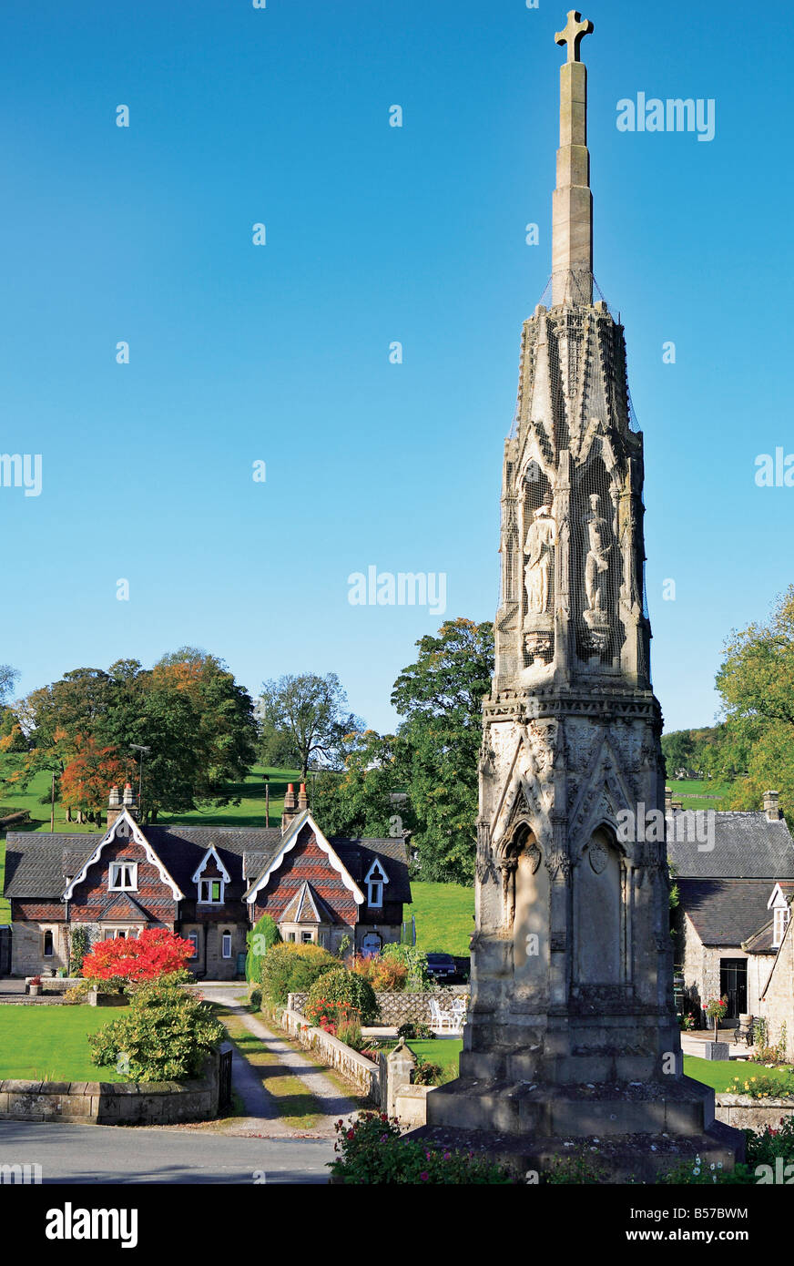 Ilam, memorial cross, Peak District National Park, Staffordshire,UK ...