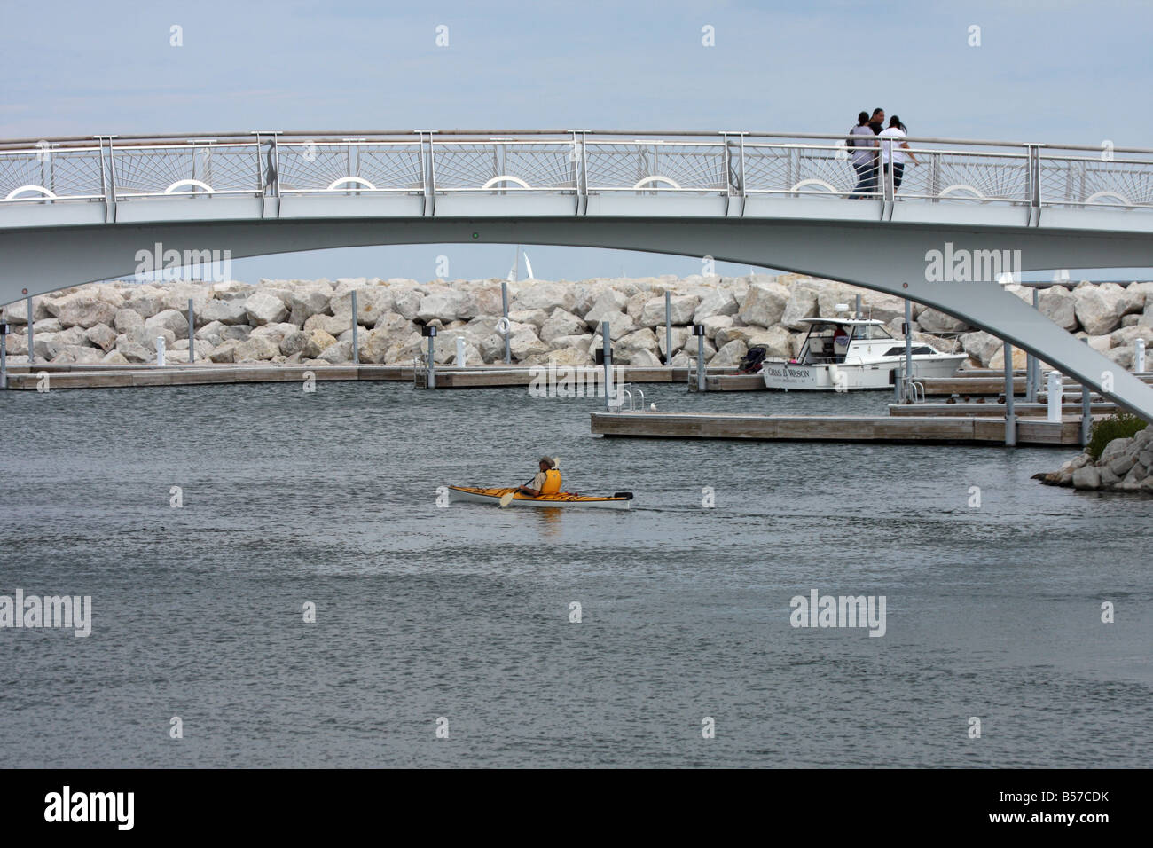 At the Milwaukee Lakefront on Lake Michigan visitors are enjoying the ...