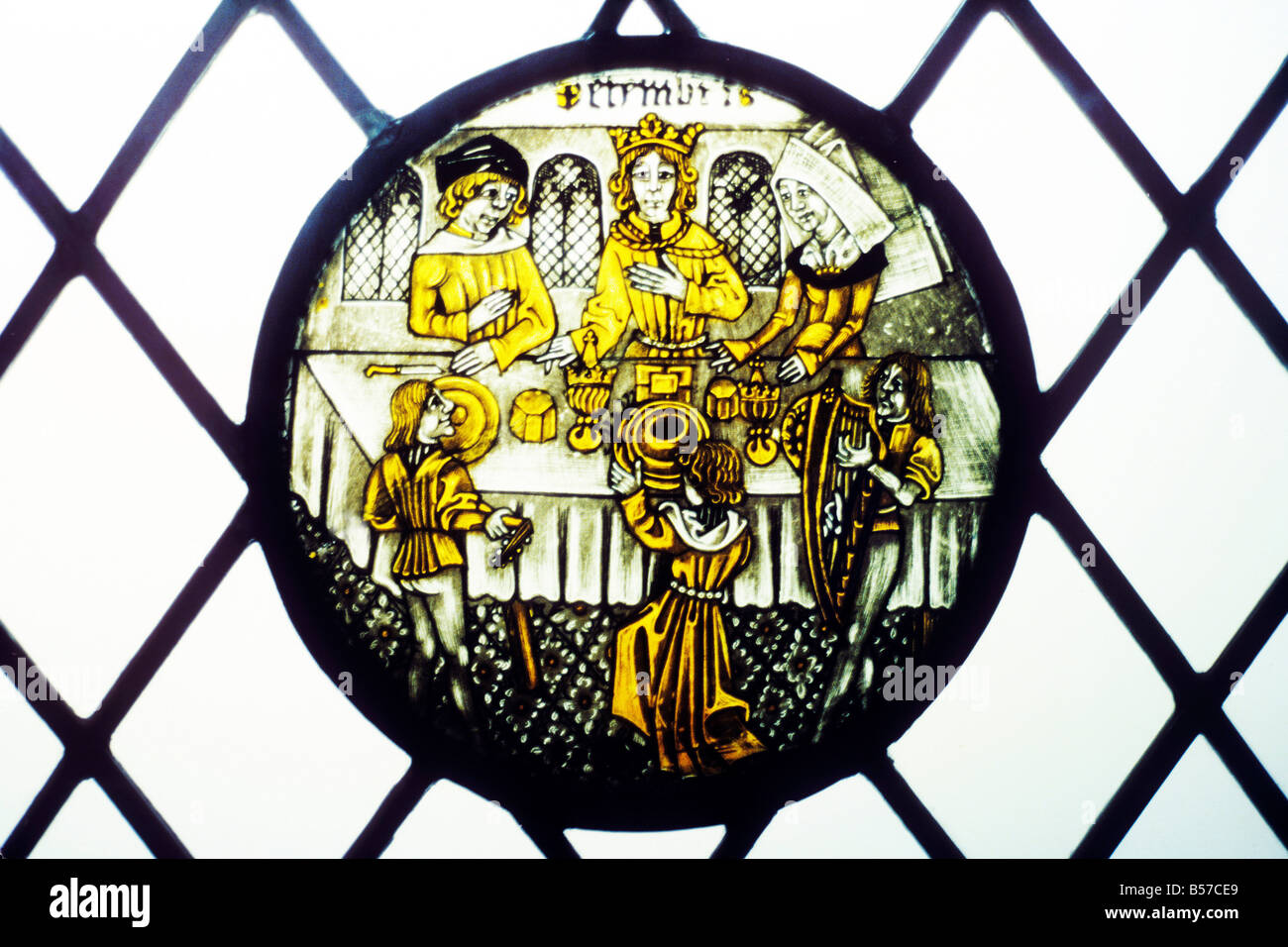 Medieval Stained Glass Roundel window Christmas December Feasting ...