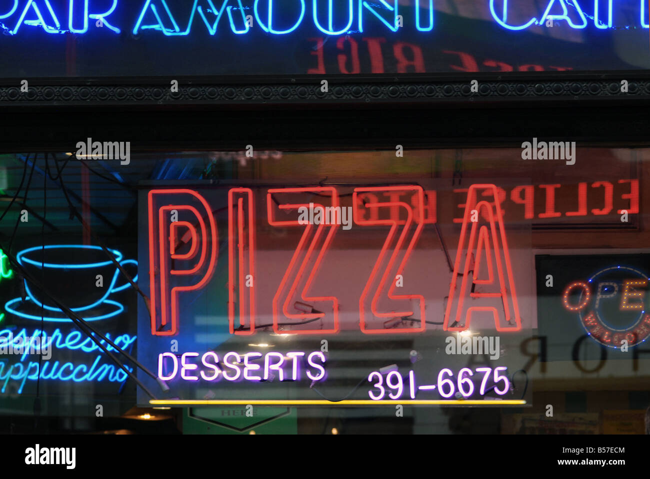 Neon Pizza Sign Stock Photo - Alamy
