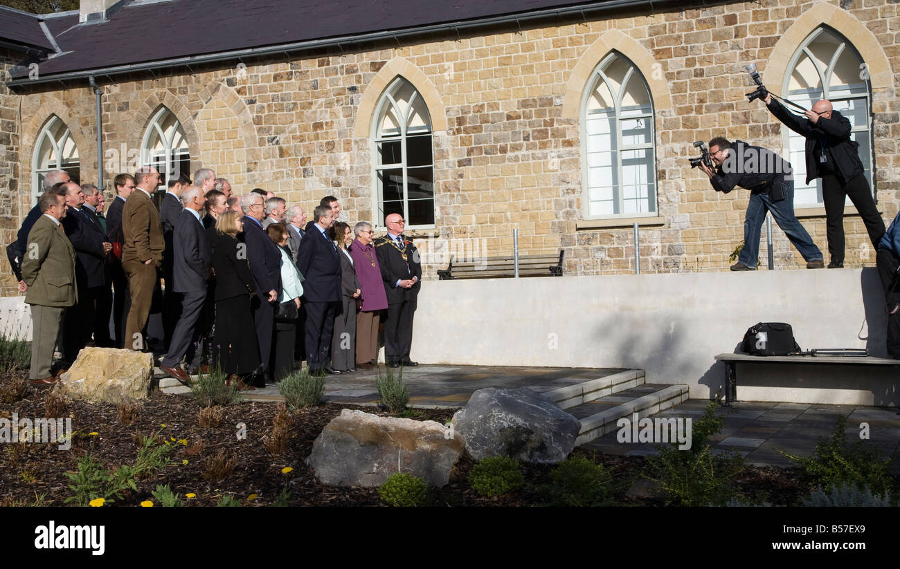 Group of dignitaries being photographed by the press Wales UK Stock ...