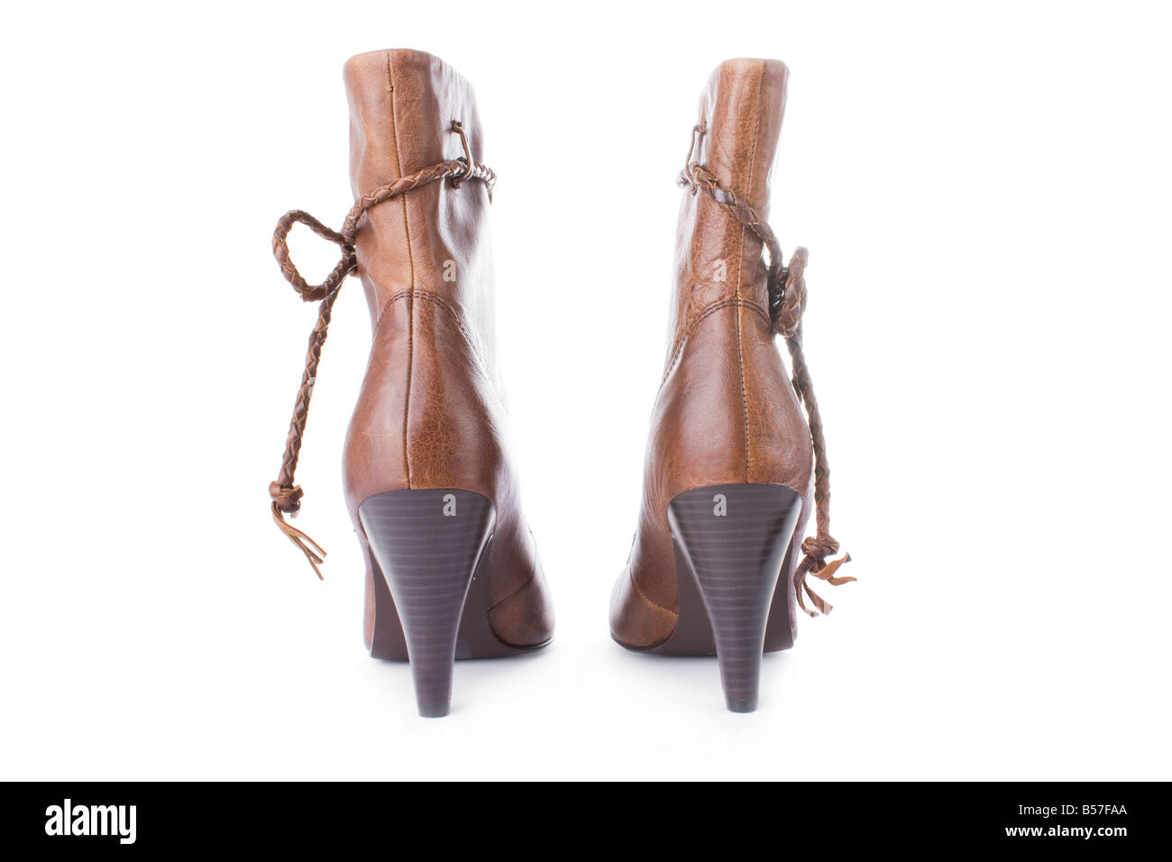 High heels half boots isolated on white background Stock Photo - Alamy